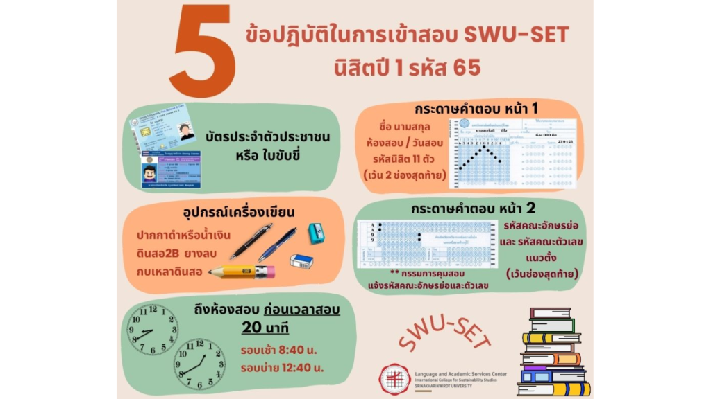 ประกาศรายชื่อนิสิตชั้นปีที่ 1 และข้อปฏิบัติในการเข้าสอบ SWU-SET และวัน ...